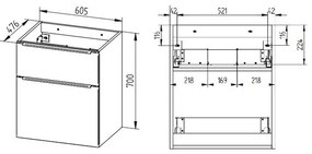 EBS Nevio Skříňka a keramické umyvadlo Slim 61 cm, bílá lesklá S_NEVIOSL61B