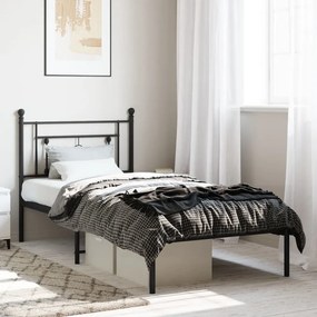 vidaXL Kovový rám postele s čelem 100 x 200 cm [374383] Barva: Černá
