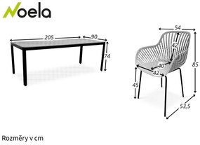 Noela Zahradní jídelní set Milano + 8x křeslo GABY šedá