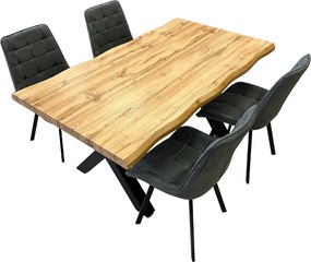 Vikio Jídelní set pro 4 osoby 140x90 cm dub, šedá samet VJS114-41S-S