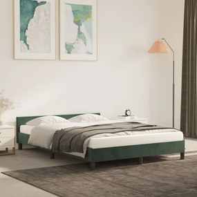 Rám postele s čelem tmavě zelený 140x200 cm samet - Default Title