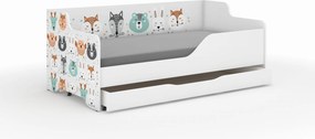 Wooden Toys Dětská postel LILU 160x80 ZVÍŘÁTKA – komplet