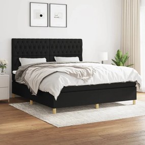 Box spring postel s matrací černá 180x200 cm textil 3142595
