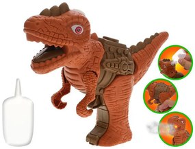 Dinoworld dinosaurus 17cm na baterie se světlem a zvukem vytvářející páru Hnědý