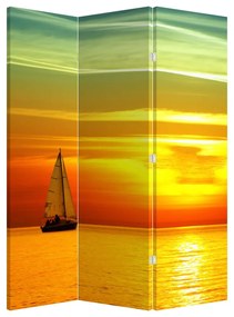 Paraván - Západ slunce s jachtou (126x170 cm)