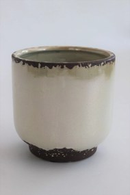 Krémový perleťový keramický květináč 14cm