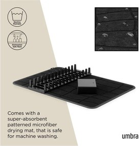 Matně černá plastová odkapávací podložka na nádobí 61x43 cm Udry – Umbra