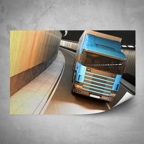 Plakát - Modrý kamión (60x40 cm) - PopyDesign