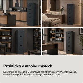 Kovová kartotéková skříň antracitová: SARA V5, 460 x 1625,5 x 600 mm