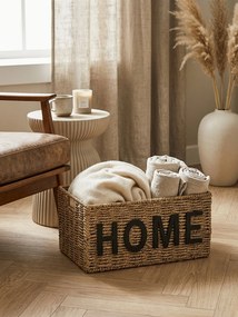 Sinsay - Pletený úložný koš s nápisem Home - béžová