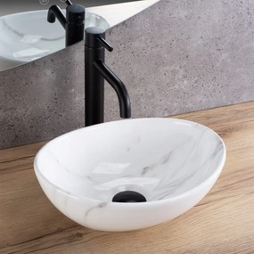 Rea Sofia Mini, umyvadlo na desku 355x270x125 mm, imitace kamene - bílá Cloudy, REA-U9236