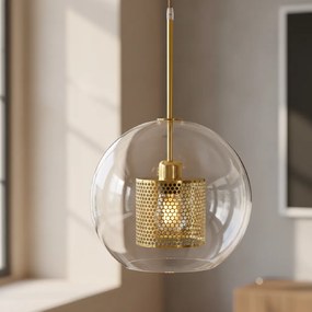 Toolight - závěsná skleněná lampa APP555-1CP 25cm, zlatá, OSW-08748