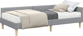 Rohový rám postele s matrací Jiný 2 ks Světle šedá textil 3393653