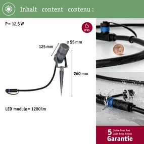 Paulmann 94367 Plug&Shine Radon zahradní reflektor LED 11W 3000K, šedá, IP65