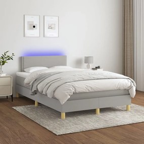 Box spring postel s matrací a LED světle šedá 120x200 cm textil 3133621