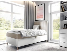 Kontinentální postel Junior Kamire 1, Strana: pravá, Rozměr postele: 80x200, Barva:: ekokoža Soft 017 (biała) + Fresh 01
