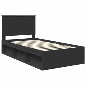 Rám postele s čelo Černá 100 x 200 cm Masivní borové dřevo 3411047
