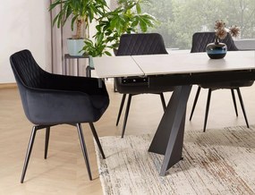 Jídelní rozkládací stůl Laconi 160/220 cm keramika bílý mramor/černý