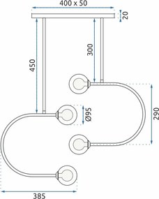 Toolight Toolight, závěsné svítidlo 4xG9 APP639-4CP, zlatá, OSW-05690