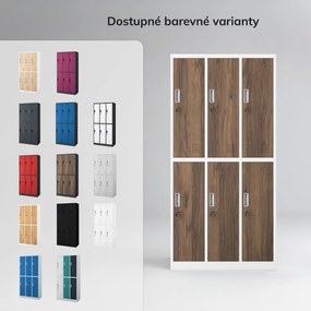 Šatní skříň BHP bílá / ořech, 6dveřová: Eco Design IGOR, 900 x 1850 x 450 mm