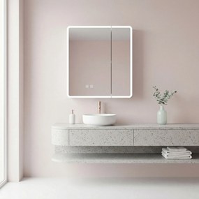 Rea Rea, LED zrcadlová skříňka s osvětlením 60x70 cm, plast, M1011-60, bílá-šedá, REA-M0100