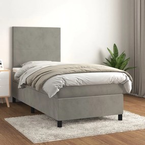 Box spring postel s matrací světle šedá 100x200 cm samet 3142887