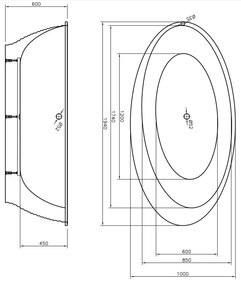 Vayer Boomerang Oval volně stojící akrylátová vana 194 + krycí panel