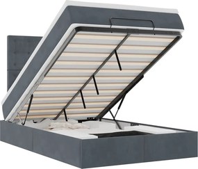 Osmanský rám postele s matracemi tmavě šedá 120x200cm samet 3313608