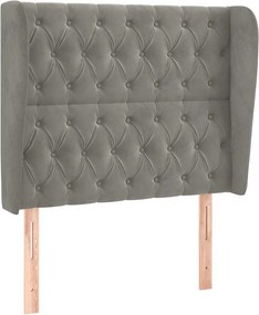 Čelo postele typu ušák světle šedé 103x23x118/128 cm samet 3118334