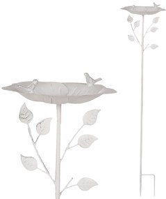 Zápich kovový - zahradní dekorace, list s ptáčkem UM0874 WT