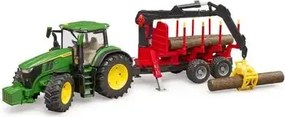 Bruder 03154 Traktor John Deere s lesnickým přívěsem a kládami / od 3