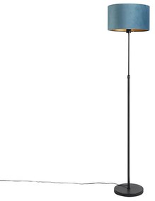 Stojací lampa černá s velurovým odstínem modrá se zlatem 35 cm - Parte