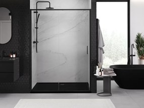 Mexen Exo sprchové dveře posuvné 145 cm, transparentní, černé - 8151-145-000-70-00