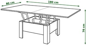 OSLO bílé barvy, rozkládací, zvedací konferenční stůl, stolek