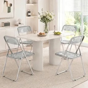 HOMCOM Sada 4 skládacích židlí z akrylu, transparentní, šedé