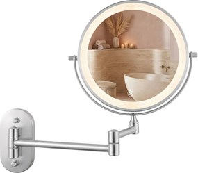 Rea Kosmetické zrcadlo ⌀20 cm s regulovatelným LED osvětlením HOM-70003 Stříbrná