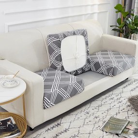 Elastický potah s různými vzory na velký sedadlový polštář a opěradlové polštáře pohovek či křesel Barva: C, Rozměry: opěradlový polštář