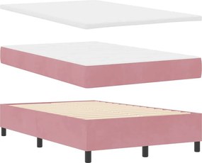 Postel s boxspringem s čelo Růžová 120 x 190 cm samet 3339889