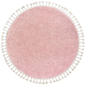 Dywany Łuszczów, Kusový koberec Berber 9000 pink kruh, 160x160 (průměr) kruh, růžová, obývací pokoj