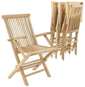 Divero 63471 Sada 4 kusů zahradní židle skládací - týkové dřevo