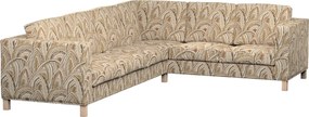 Potah na pohovku Karlanda levá rohová barva béžová látka pletený vzor, vzorované