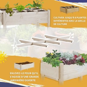 Zvednutý zahradní truhlík na kolečkách Outsunny - Police, Skládací boční police, Zavlažovací vložky, Odtoková fleecová látka zahrnuta - Předešně olej…