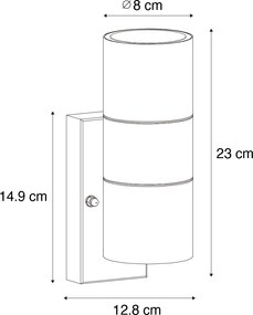 Venkovní nástěnné svítidlo černé 2-světlo AR70 se senzorem světlo-tma - Duo