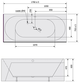 Polysan VIVA BR MONOLITH obdélníková vana 170x75x60cm, bílá, 88119MR
