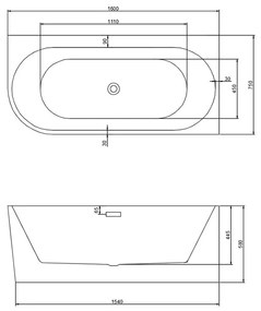 BPS-koupelny Volně stojící rohová akrylátová vana HYD-MER509C pravá 160x75 bílá, odtokový komplet zlatý kartáčovaný