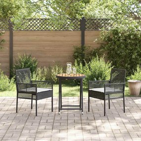 Zahradní bistro set 3 ks Černá polyratan 3334967