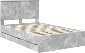 Rám postele s čelo Betonově šedá 135 x 190 cm Inženýrské dřevo 3409471