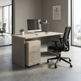 Sestava kancelářského nábytku SimpleOffice 1, 160 cm, dub světlý / šedá