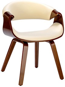 Židle Foley ~ koženka, dřevěné nohy ořech - Krémová