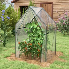Outsunny fóliový skleník s dvojitými dveřmi větruodolný rostlinný domek pro zahradu 90 x 145 cm z průhledného PE |